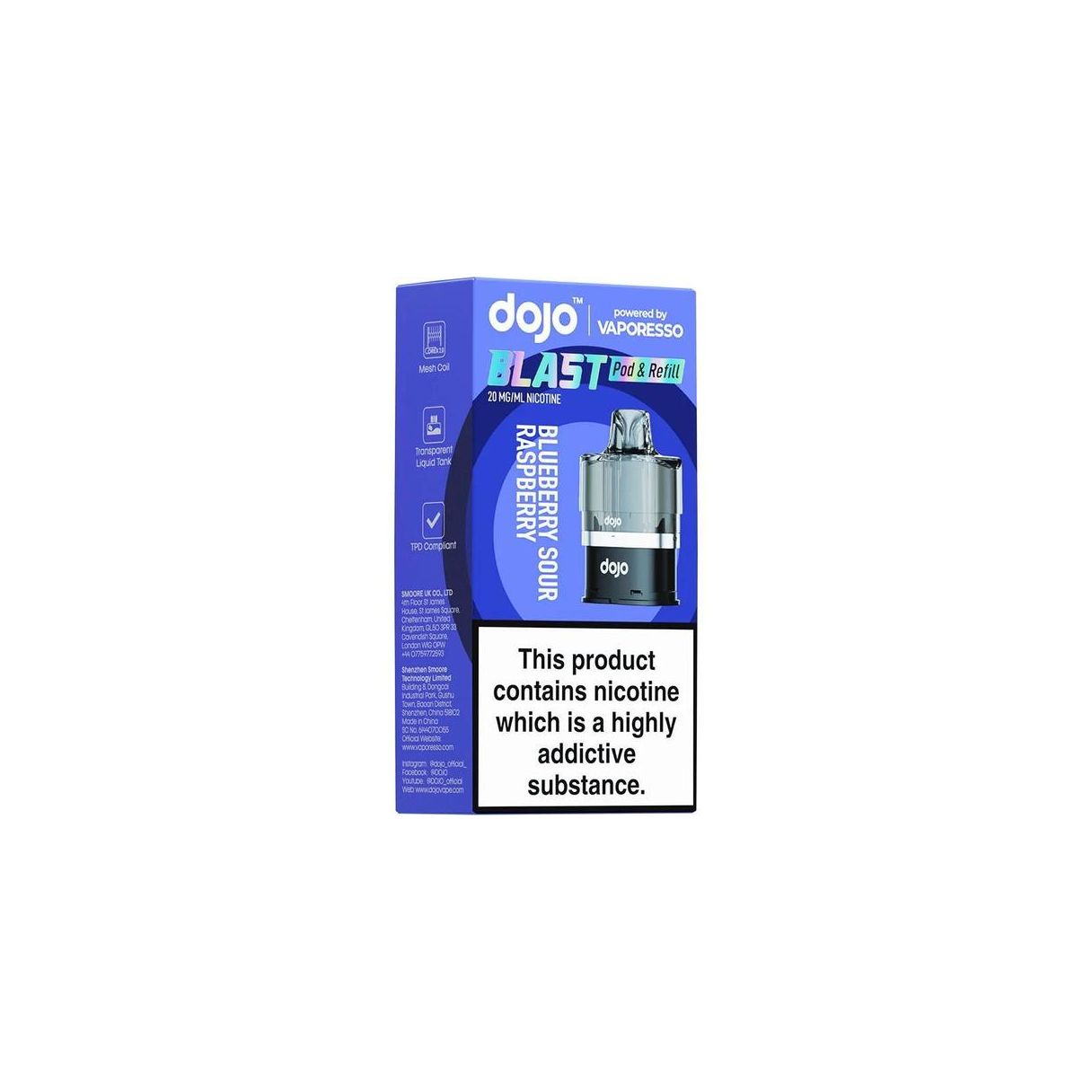 Blueberry Sour Raspberry Vaporesso Dojo Blast 6000 Prefilled Pod